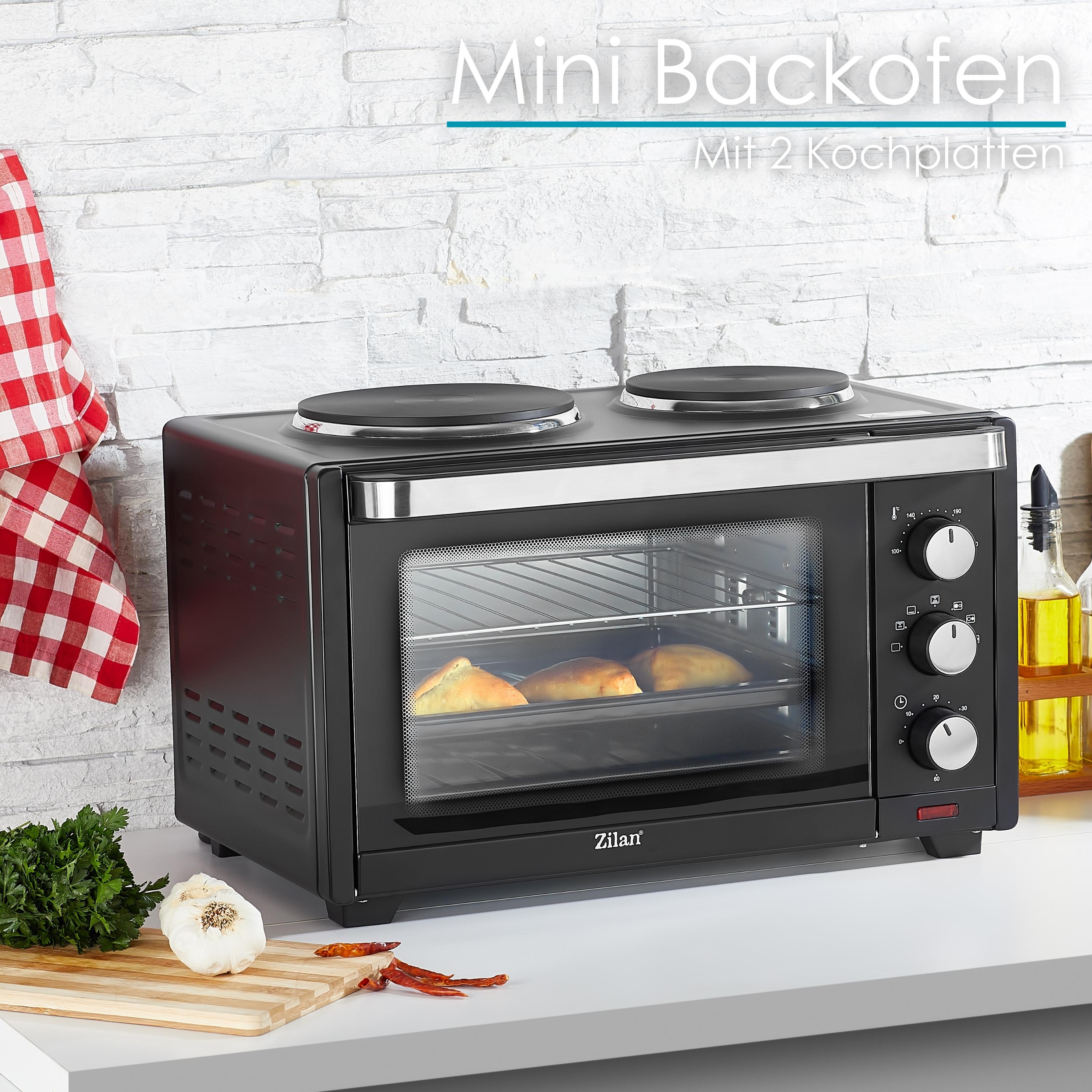 Zilan Minibackofen 28 Liter Kleiner Backofen Mini Oven 3200 W 100-230°C