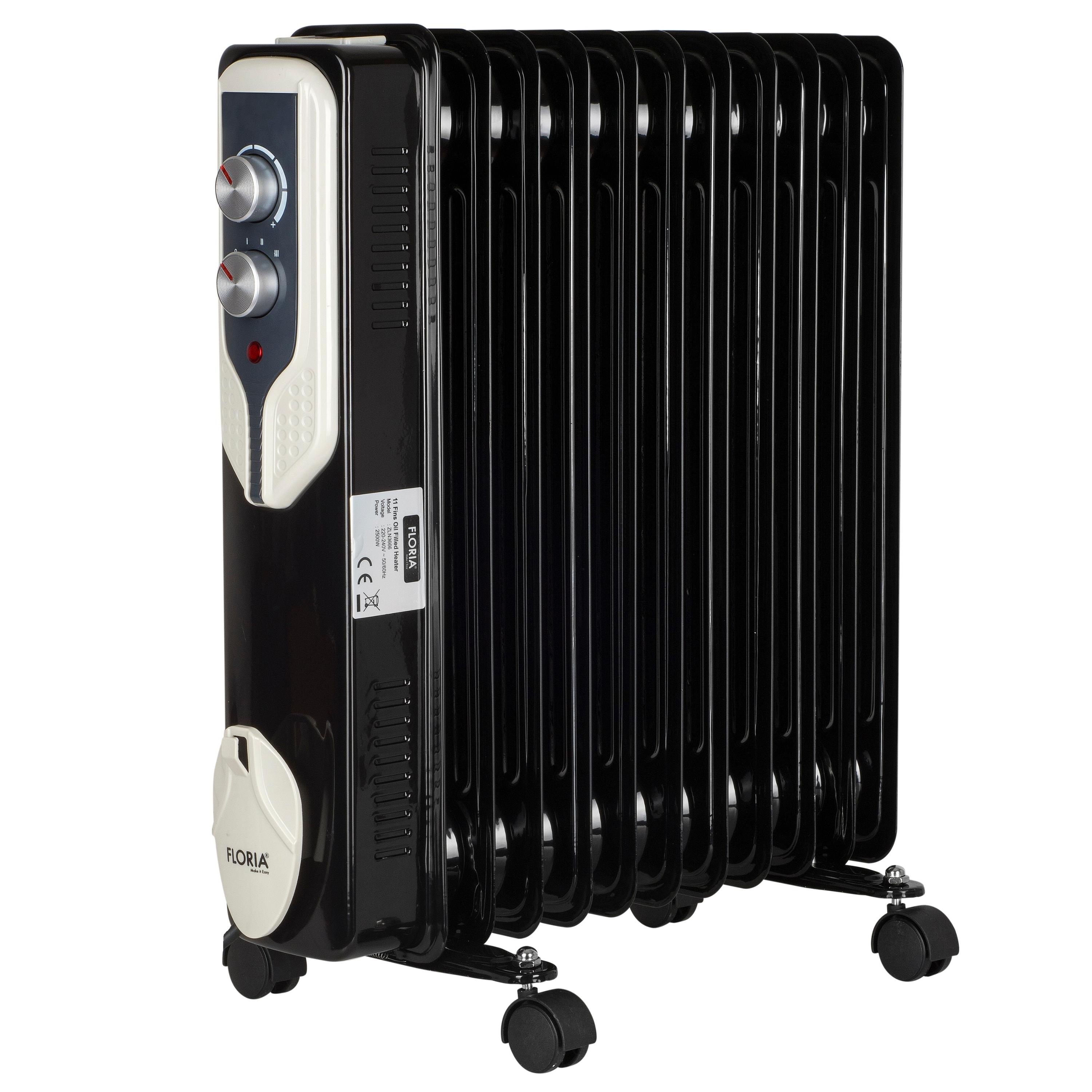 Zilan 11 Rippen Öl Radiator 2500 Watt Elektroheizung Heizstrahler 3 ...